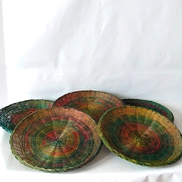Vintage | Accents | Vintage Colored Rattan Paper Plate Holders Hong ...